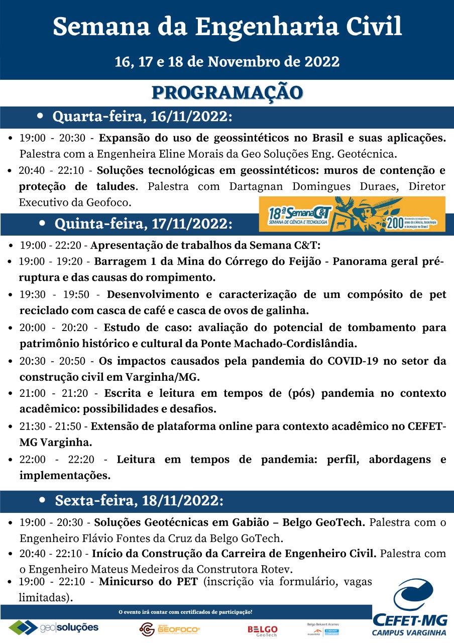 Semana da Engenharia Civil – 2022 | Curso de Engenharia Civil
